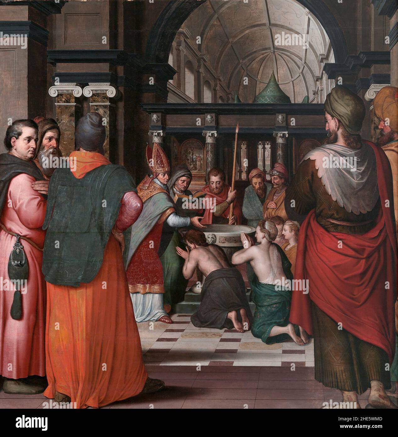 Saint Eustace is baptized, attributed to Pieter Pourbus Stock Photo - Alamy