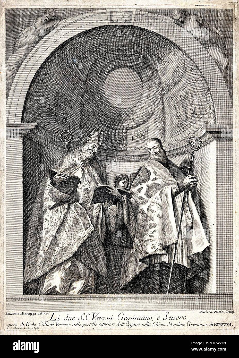 Saint Geminianus and Saint Severus. Etching by A. Zucchi after S ...