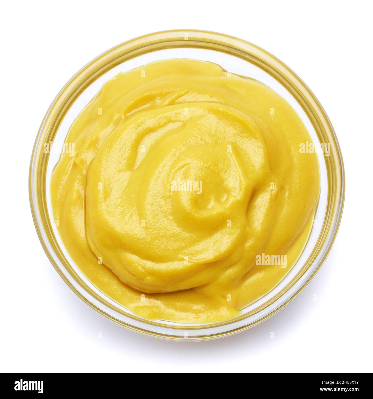Classic mustard sauce in glass bowl isolated on white background Stock ...