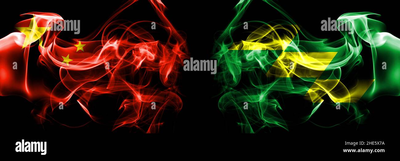 Flags of China, Chinese vs Japan, Japanese, Miyazaki Prefecture. Smoke ...