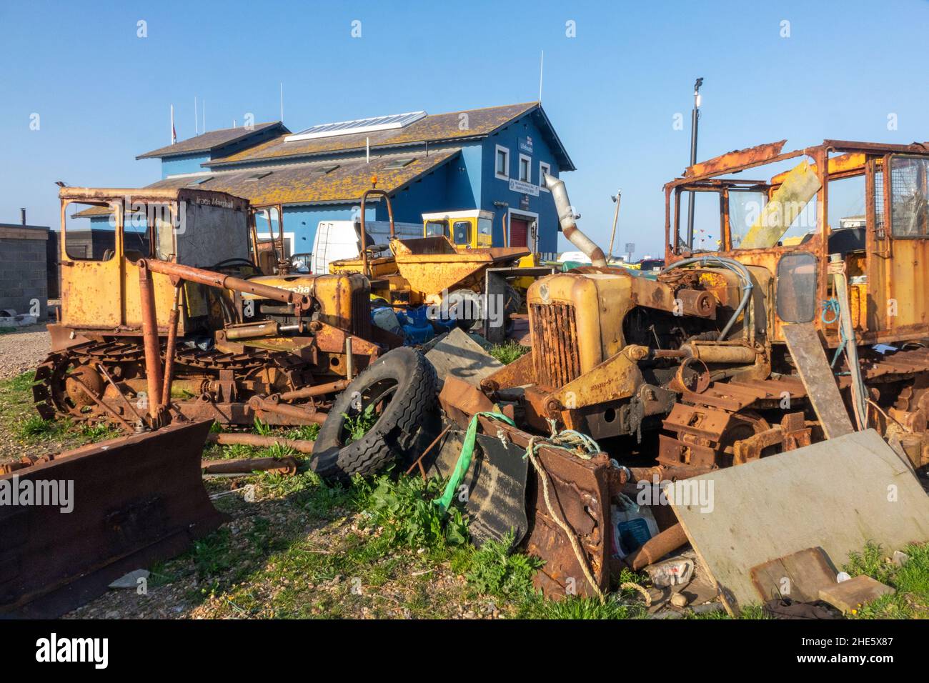 Old rusty beach tractors on Hastings Stade Beach, Old rusty beach ...