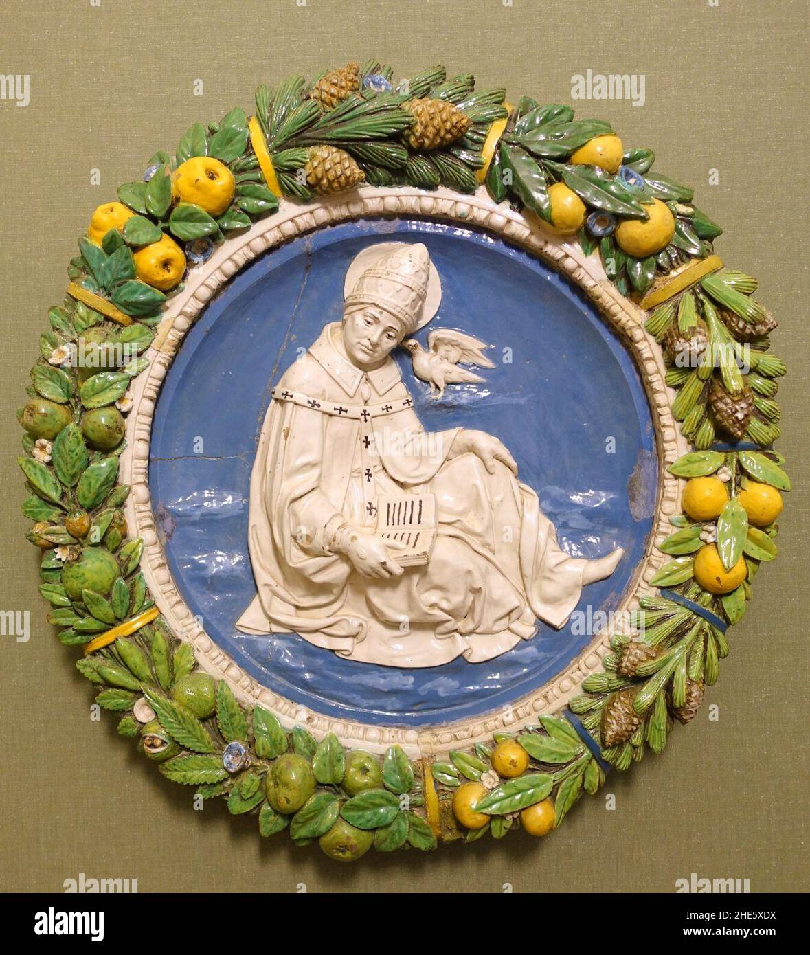 Saint Gregory by Andrea della Robbia, Florence, c. 1490, glazed ...