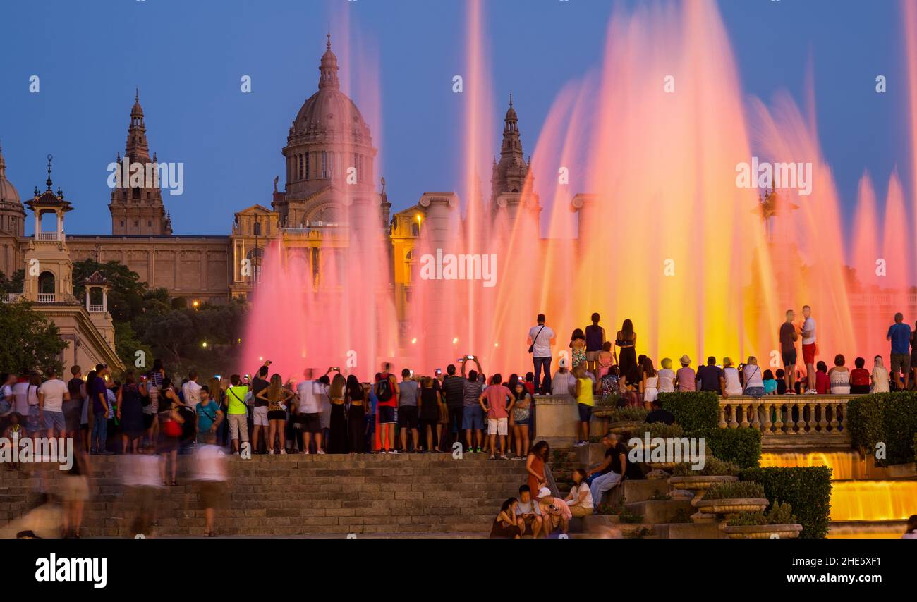 The Magic Fountains in night of Barcelona, Spain Stock Photo - Alamy