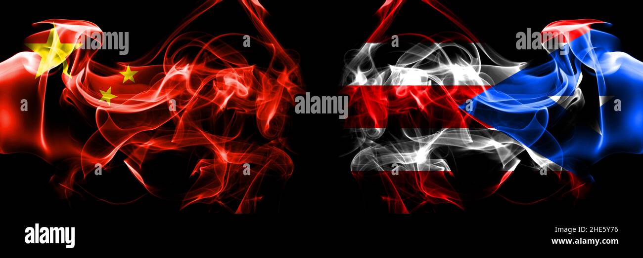 Flags of China, Chinese vs Puerto Rico. Smoke flag placed side by side ...