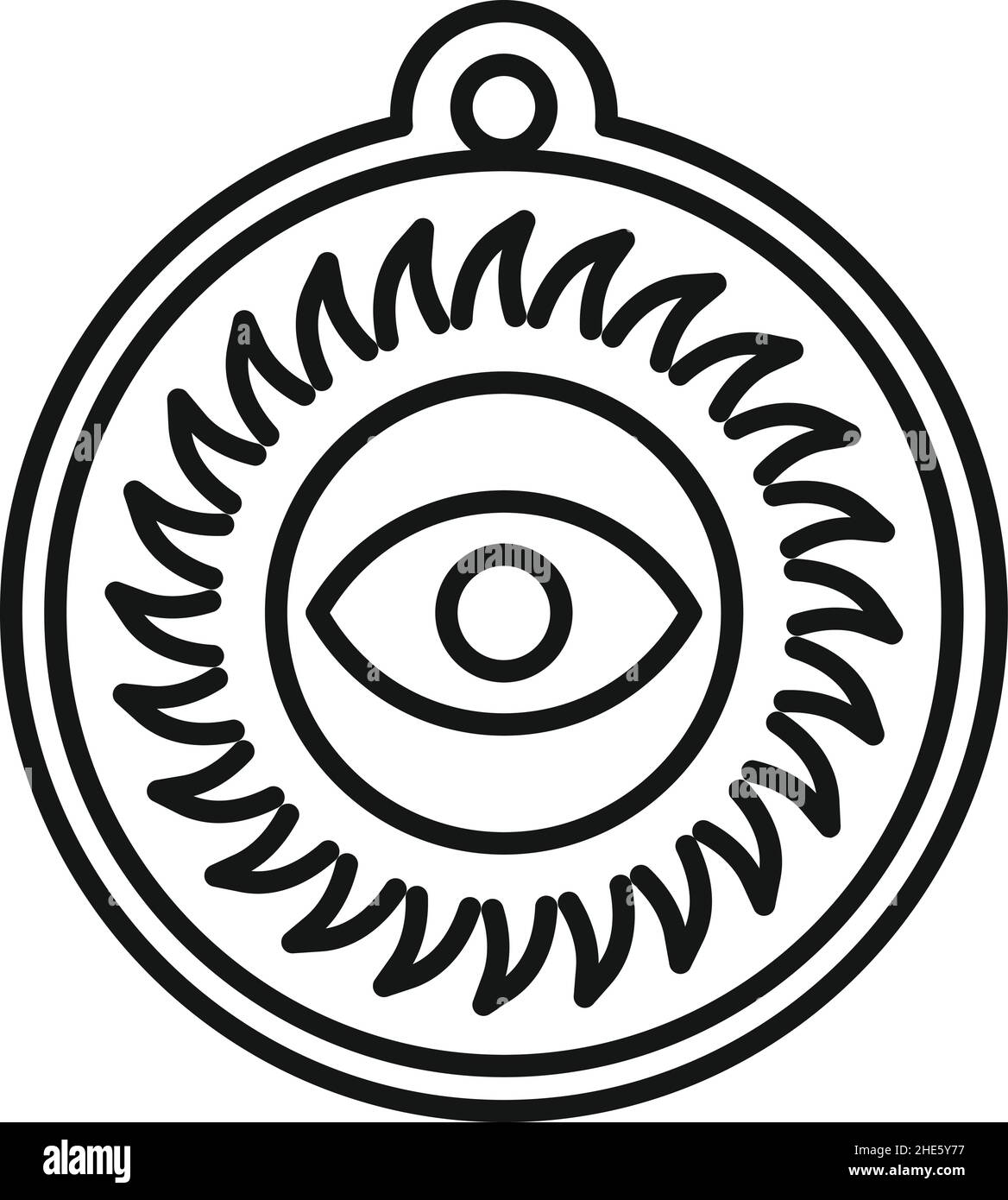 Sun eye amulet icon outline vector. Magic ox. Mystical amulet Stock ...