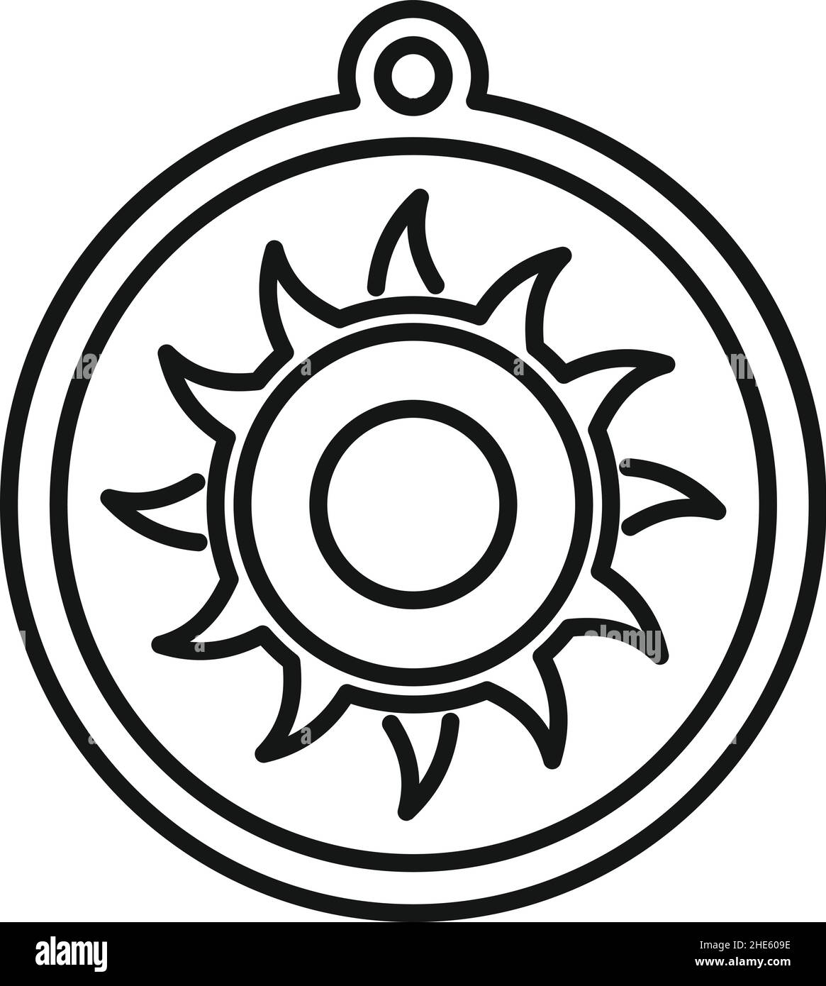 Mystical sun amulet icon outline vector. Viking amulet. Magic esoteric ...