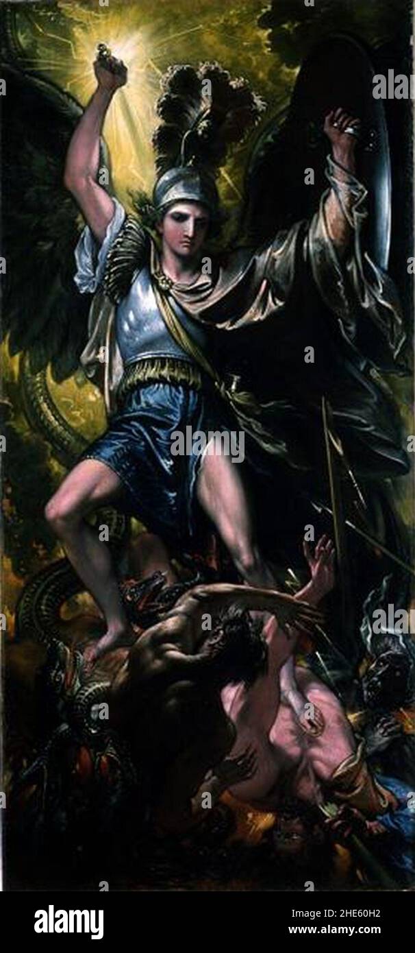 Saint Michael and the Dragon - Benjamin West Stock Photo - Alamy