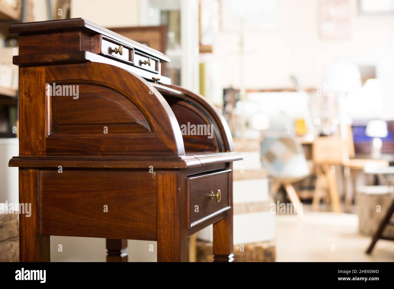 Vintage wooden writing cabinet Stock Photo - Alamy