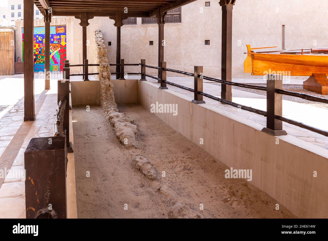 Wall of Old Dubai - old coral stone defense city wall remains in Al ...