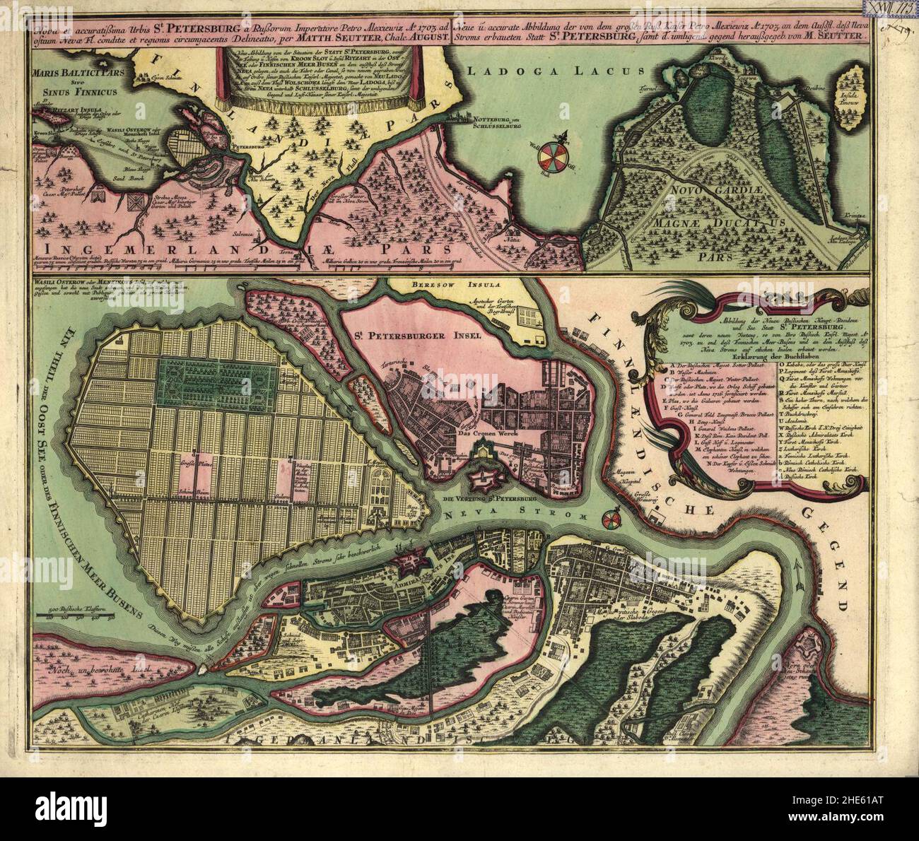 Saint Petersburg 1734 map Stock Photo - Alamy