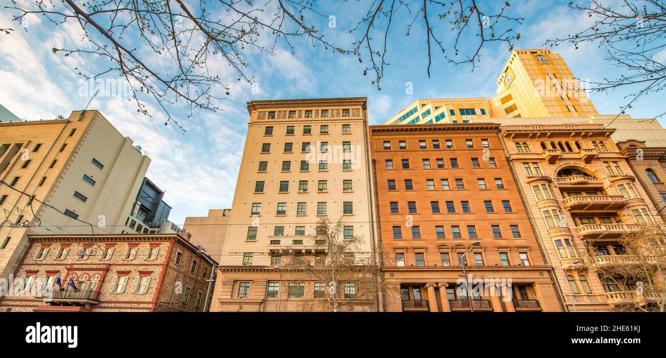 Adelaide street and buildings on a sunny day, South Australia Stock ...
