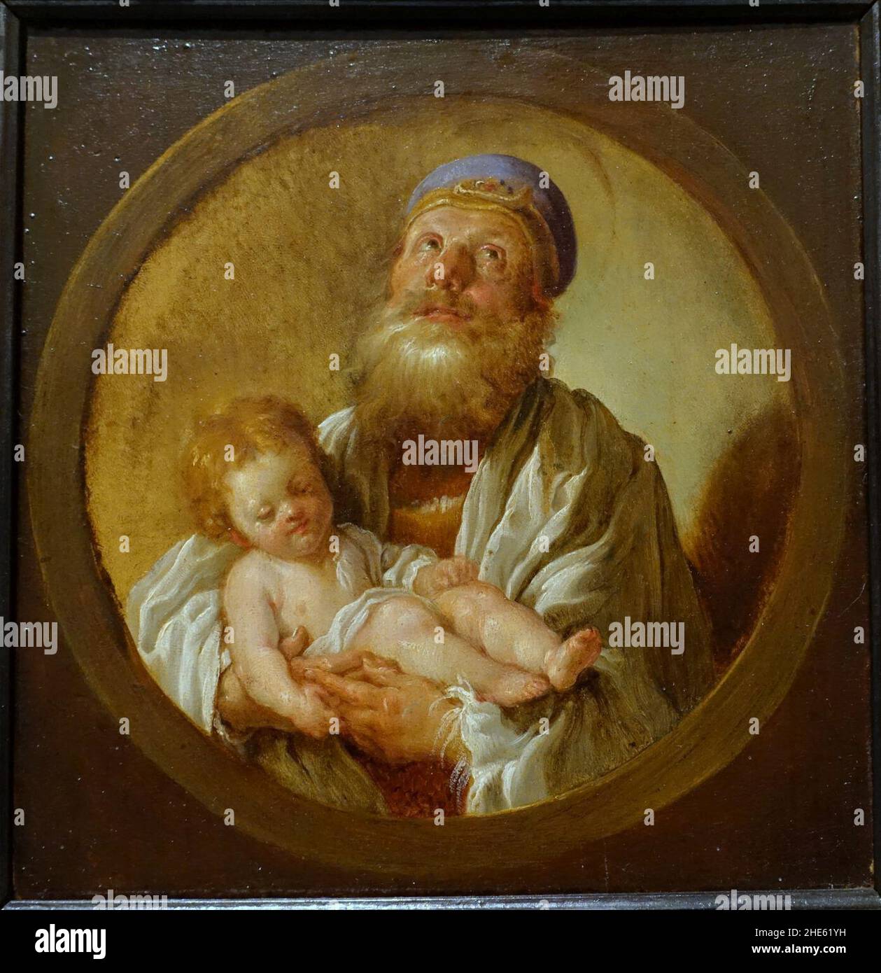 Saint Simeon Holding the Christ Child, Domenico Fetti, c. 1621 Stock ...