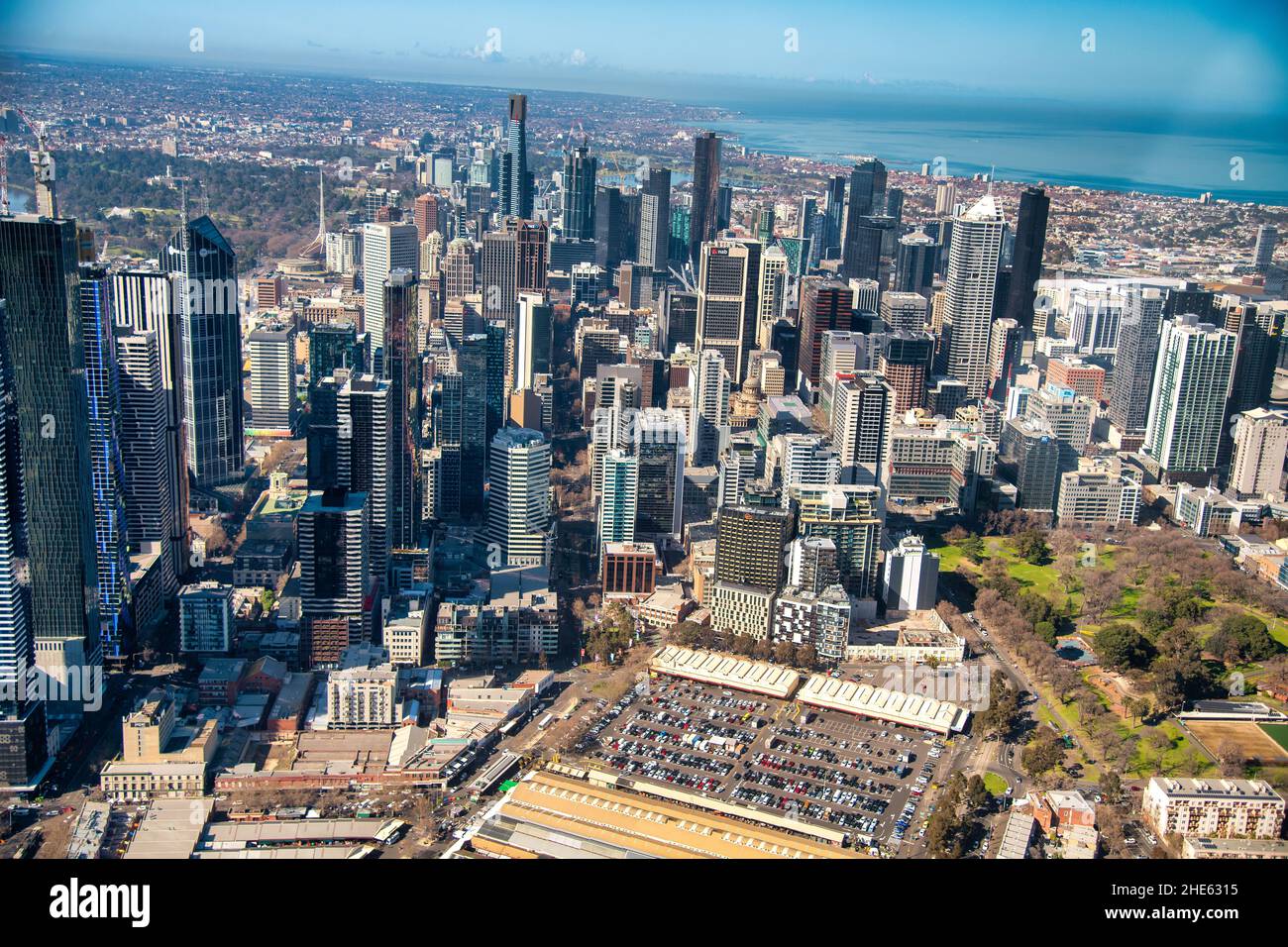 Melbourne cbd city skyline drone hi-res stock photography and images ...