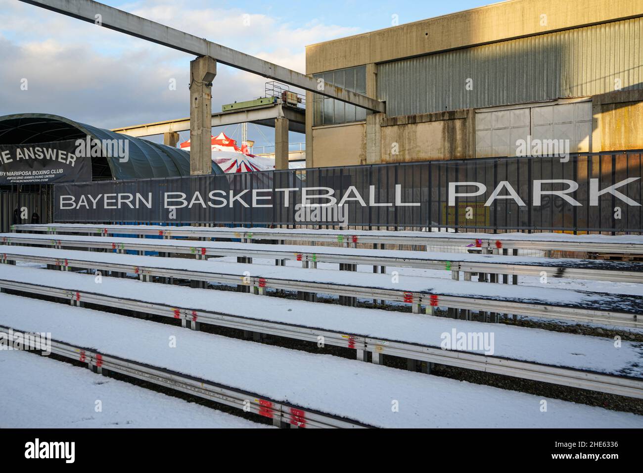 Closed Basketball court in Munich during the Corona Pandemic. Thaw at ...