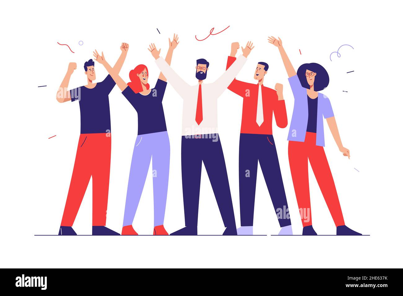Vector illustration depicting a group of business people celebrating ...