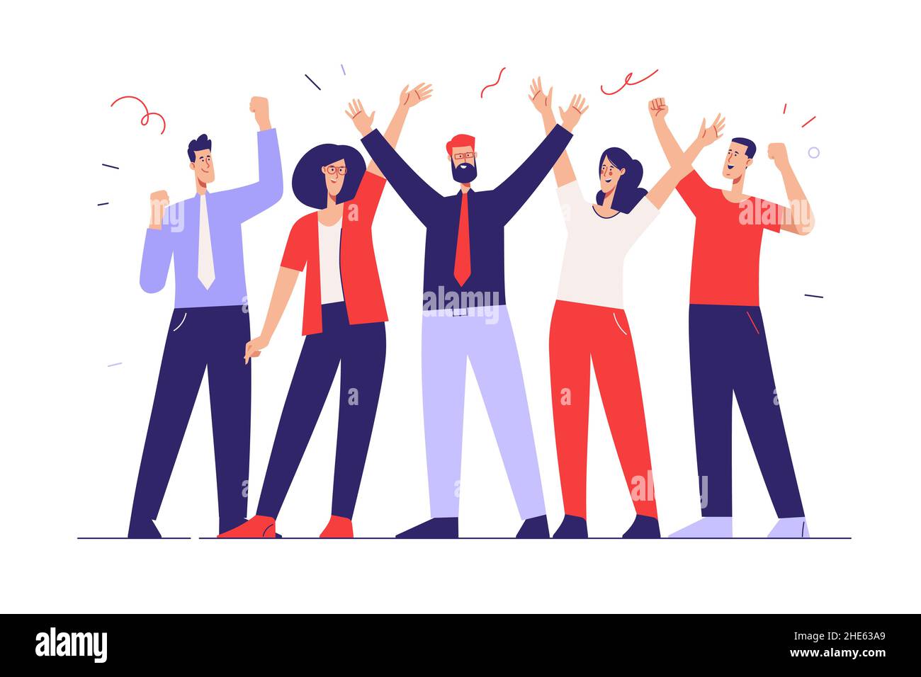 Vector illustration depicting a group of business people celebrating ...