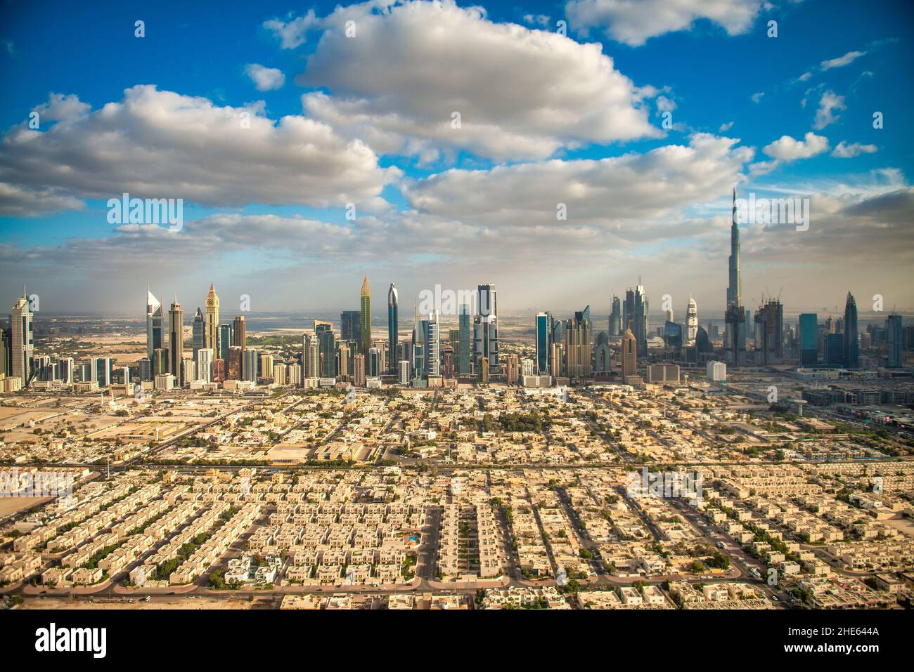 DUBAI, UAE - DECEMBER 10, 2016: Helicopter viewpoint on Downtown Dubai ...