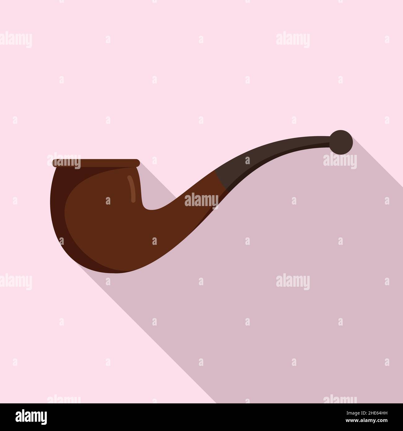 Detective smoke pipe icon flat vector. Old tobacco. Dad pipe Stock ...