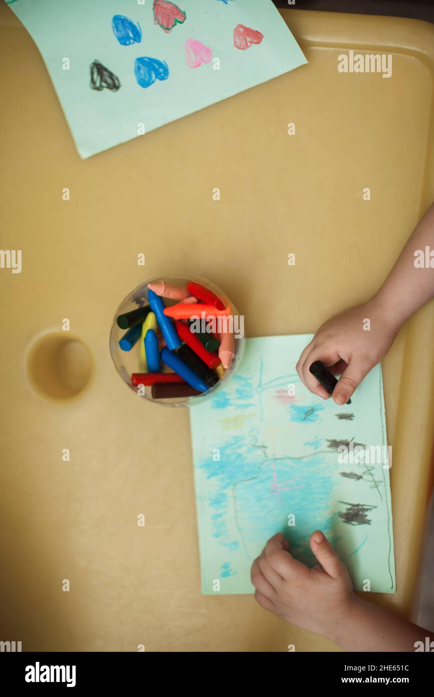 Children at school studying in a classroom. learning in elementary ...