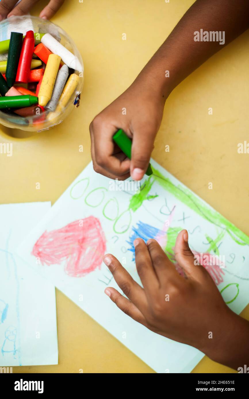 Children at school studying in a classroom. learning in elementary ...