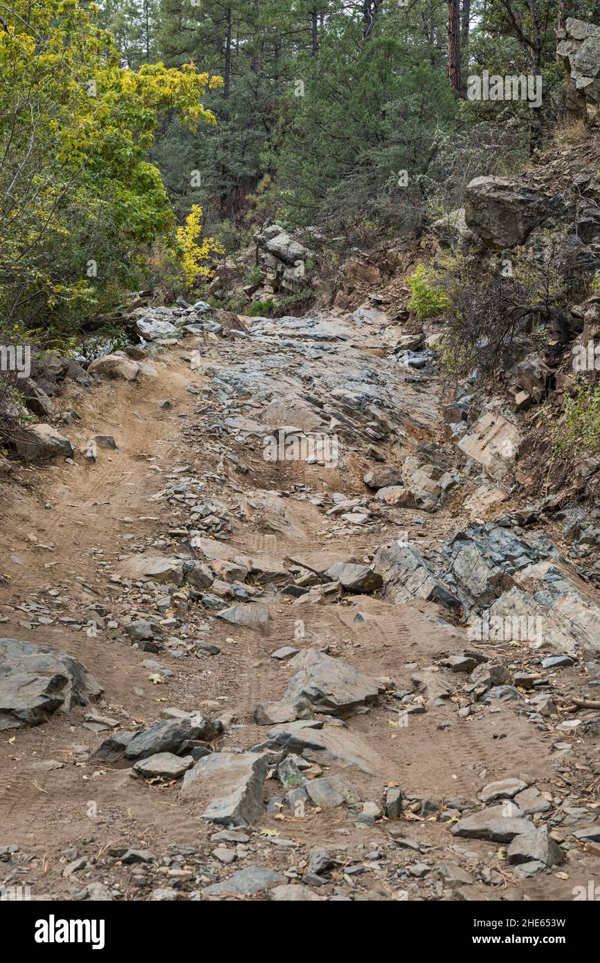 Senator Road 52, destroyed by flash flood washout, south of Goodwin ...
