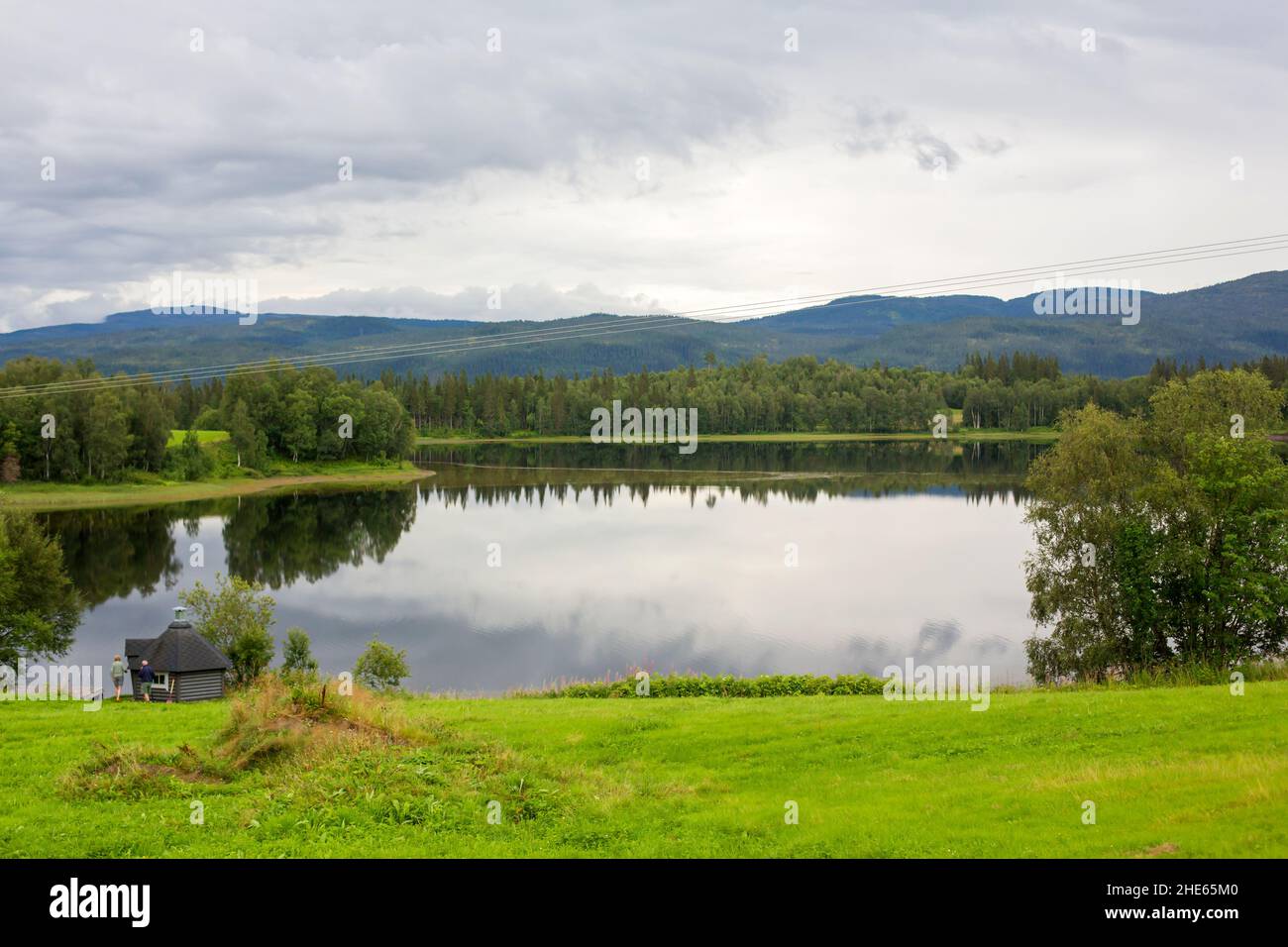 Beautiful landscape in Norway with fjords, trees and beautiful sky ...