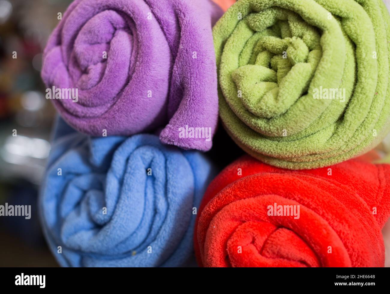 image of different cotton colour towel Stock Photo - Alamy