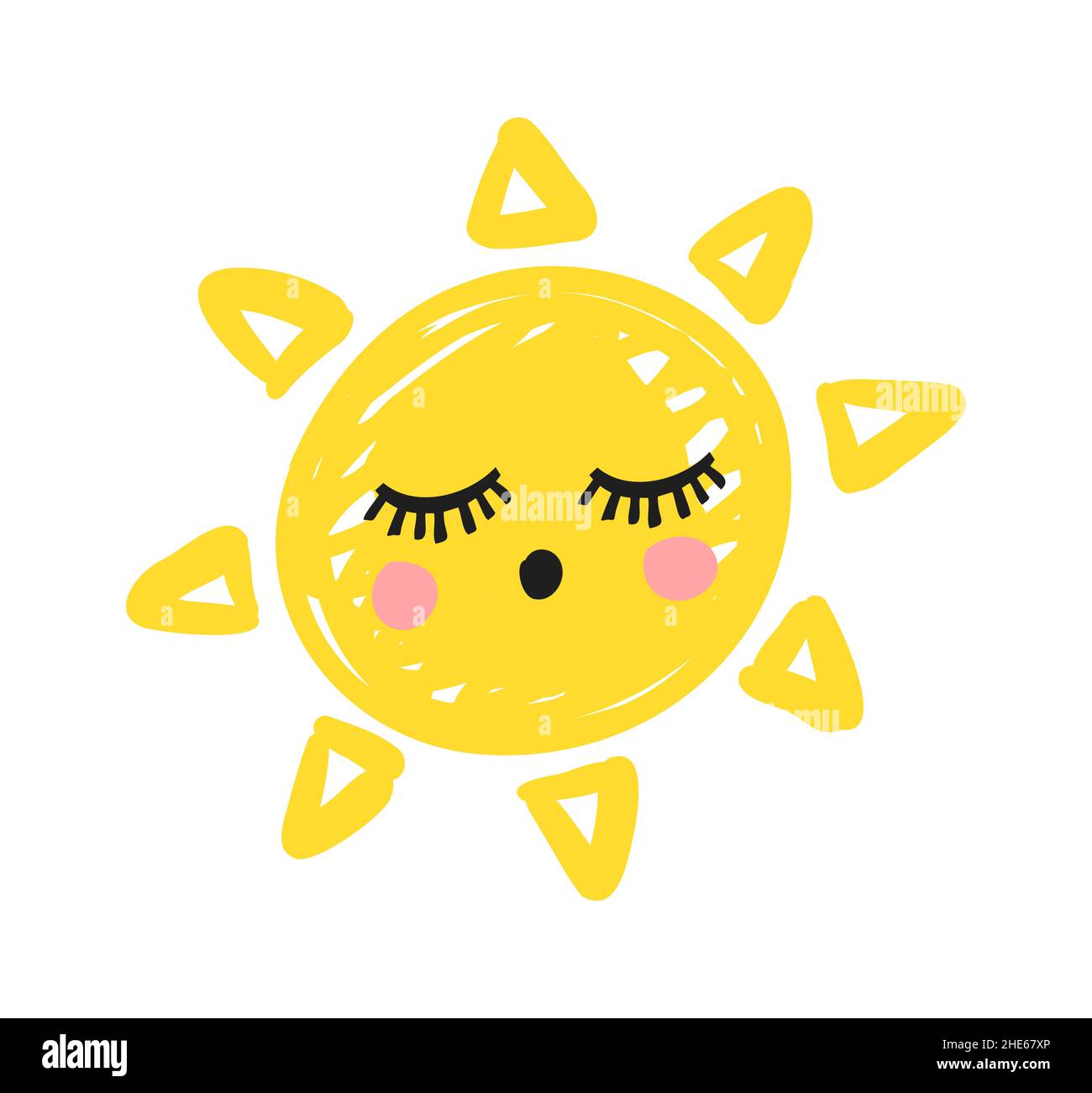 Funny cute sun. Happy smiley sun character. Vector hand drawn doodle ...