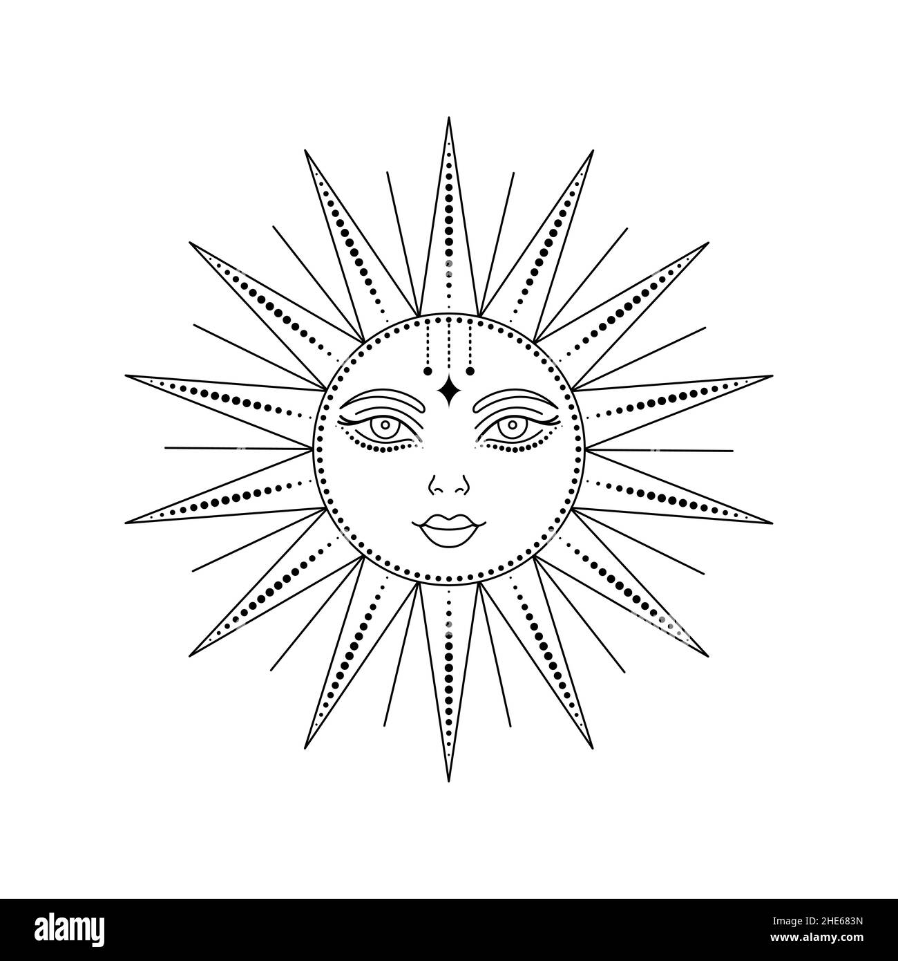 Sun in line art style Stock Vector Image & Art - Alamy