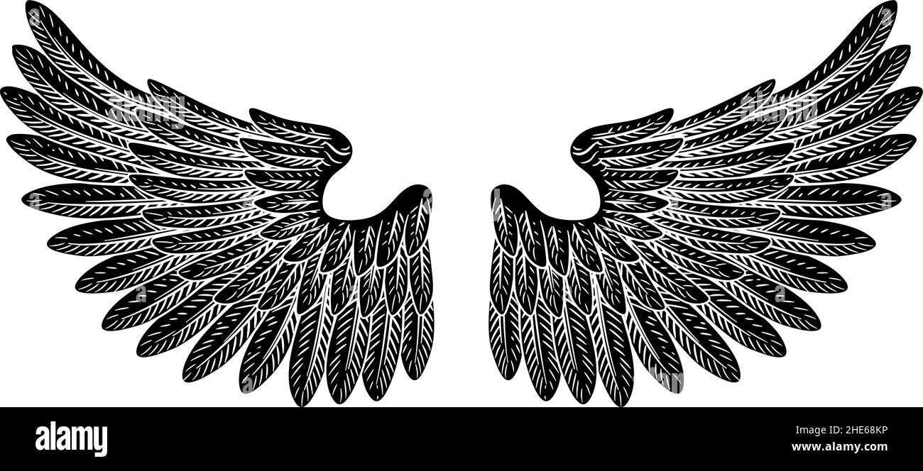 Pair Of Wings Vintage Engraved Retro Style Stock Vector Image & Art - Alamy