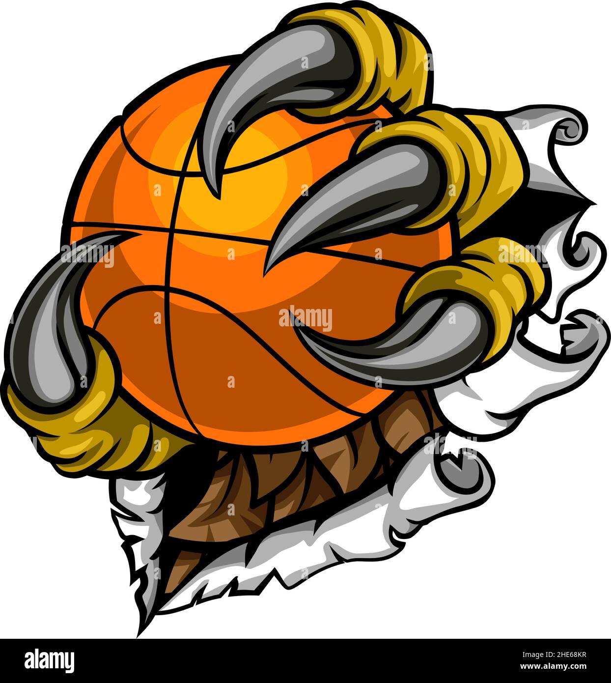 Tearing Ripping Claw Talon Holding Basketball Ball Stock Vector Image ...