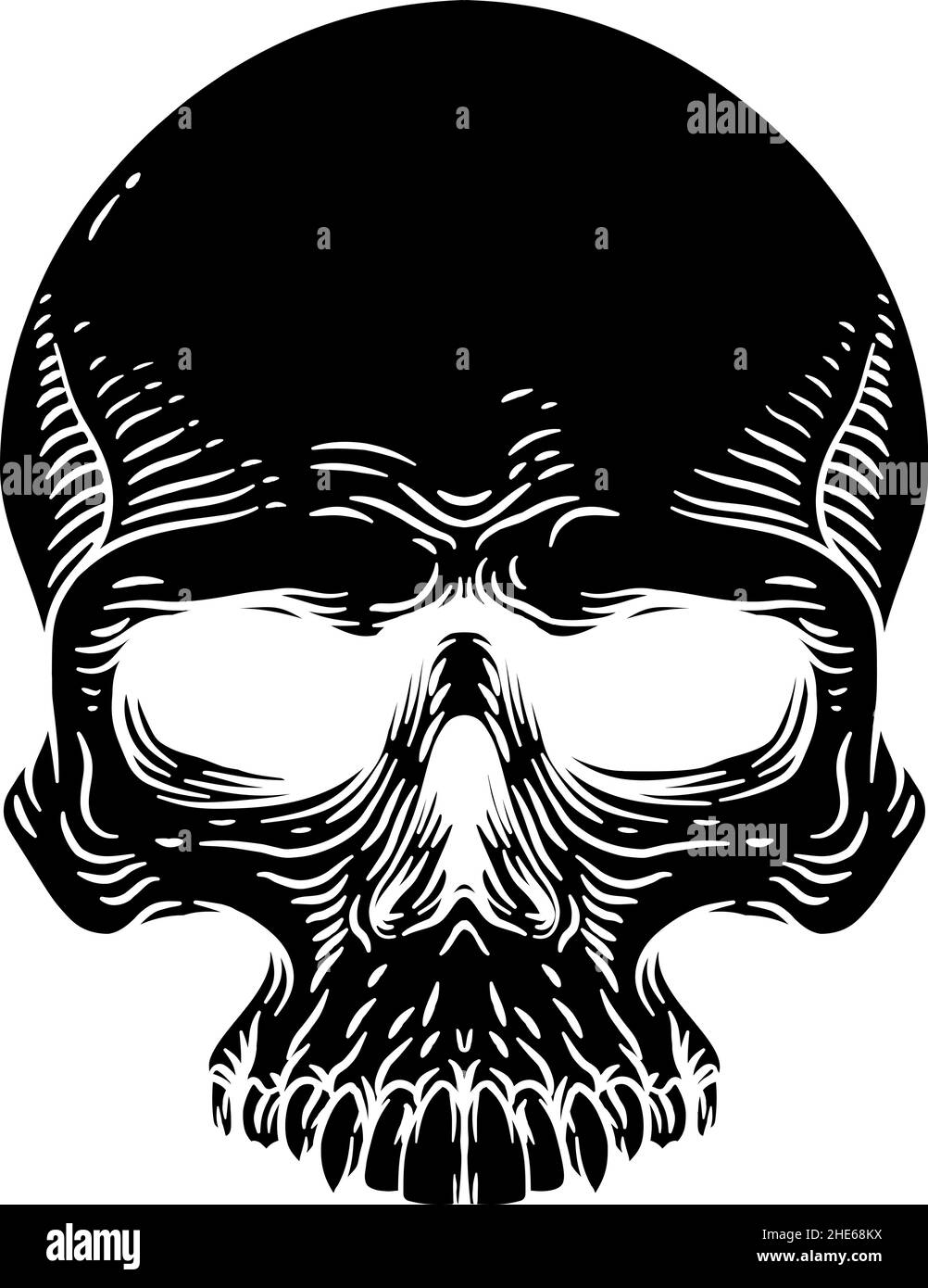 Skull Old Vintage Woodcut Etching Engraving Style Stock Vector Image ...