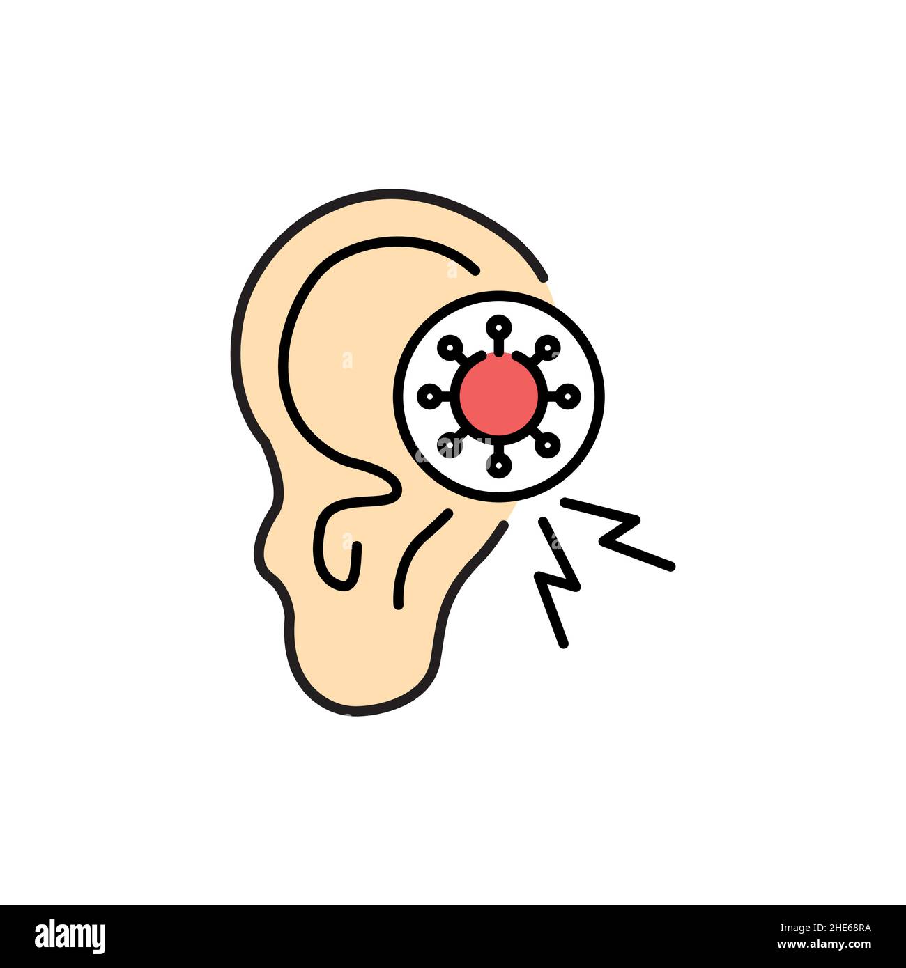 Ear infection color line icon. Human diseases. Pictogram for web page ...