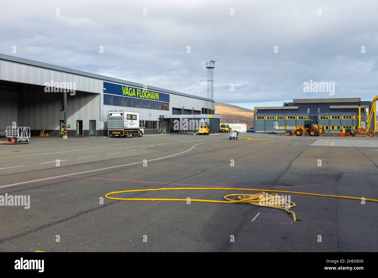 Sorvagur, Faroe Islands - 28 April 2018: View of the Vagar airport ...