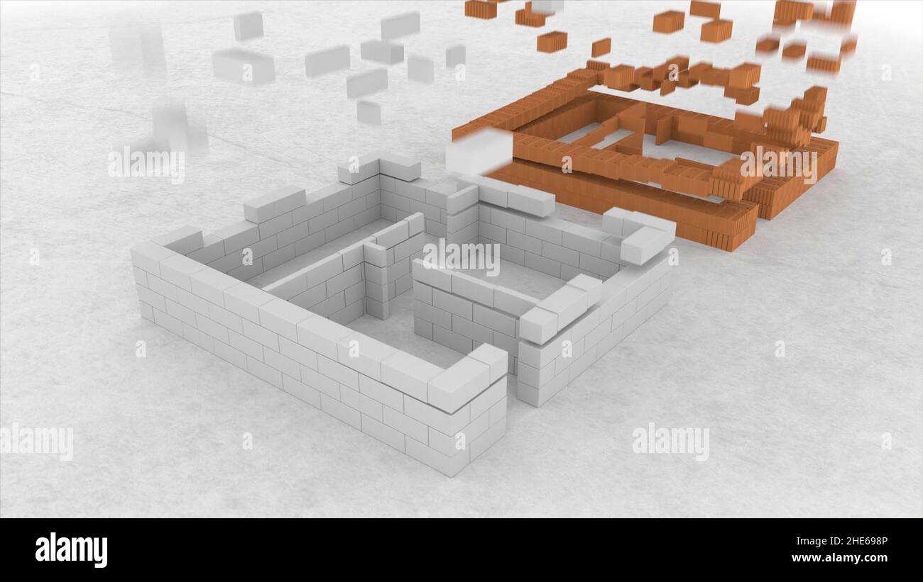 Blue abstract cube explosion forming hi-res stock photography and ...