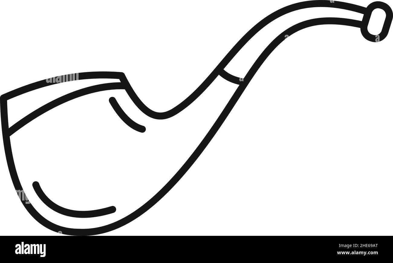 Wood smoking pipe icon outline vector. Old smoker. Cigar sherlock Stock ...