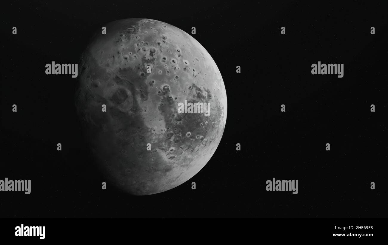 Abstract moon surface, rotating celestial body in outer space ...