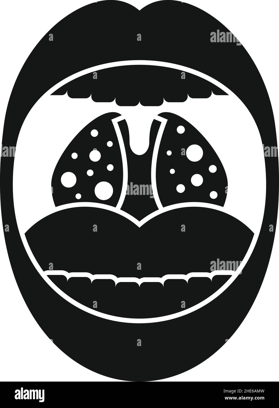 Mouth tonsillitis icon simple vector. Tonsil anatomy. Bacterial ent ...