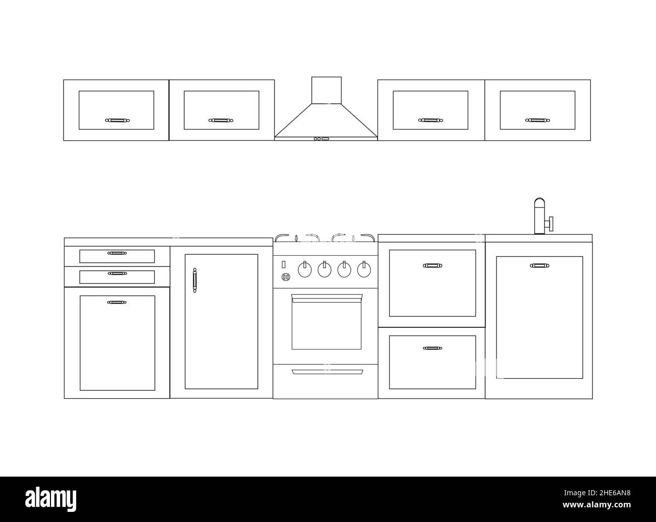 View dining room kitchen Stock Vector Images - Alamy