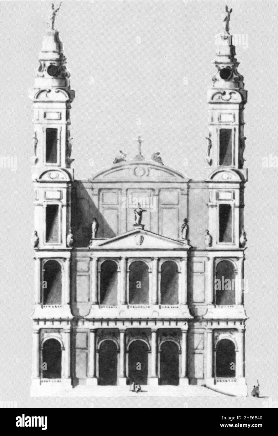 Saint-Sulpice west facade design by Servandoni with third order ...