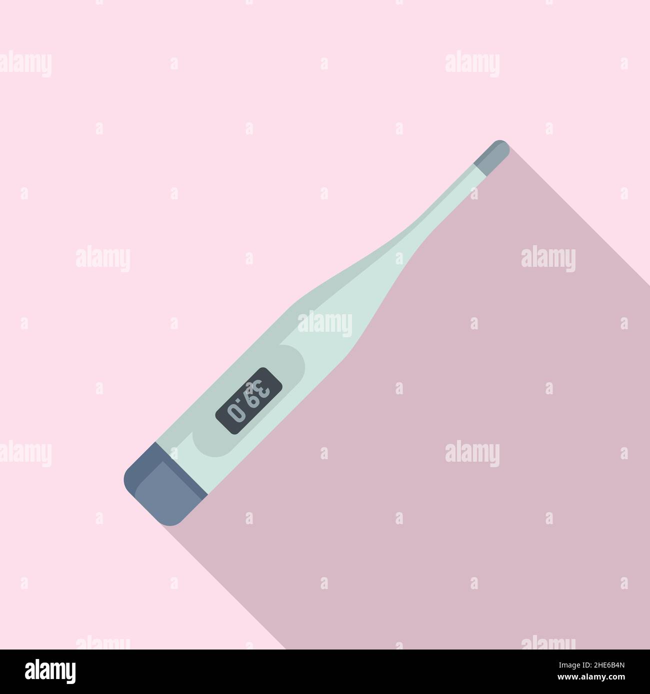 Digital thermometer icon flat vector. Medical fever. Temperature ...