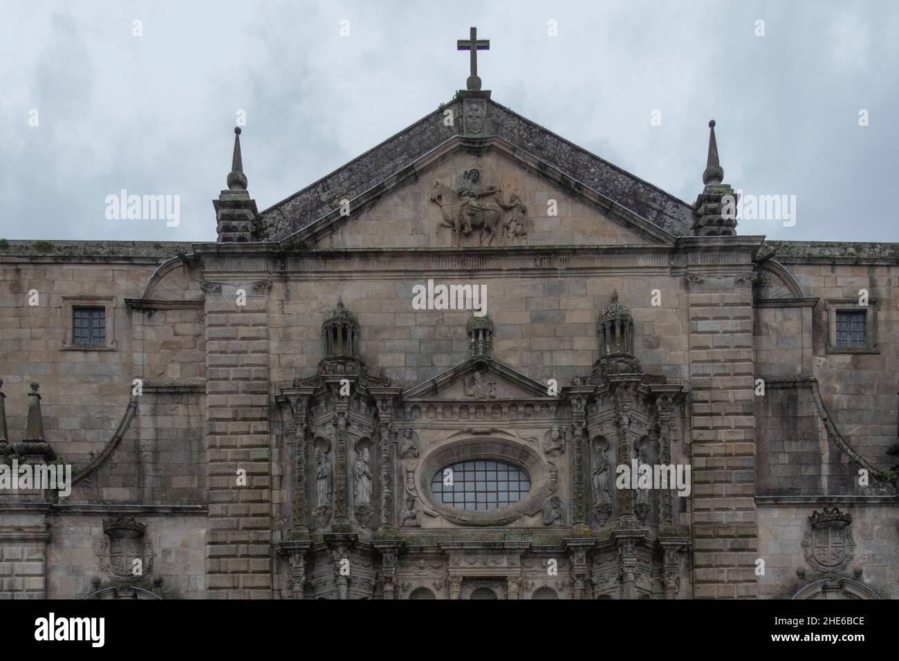 Facade of the San Martin Pinario Monastery in Santiago de Compostela ...