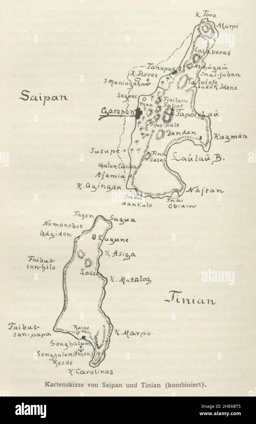 Saipan Tinian maps 1913 combined Stock Photo - Alamy