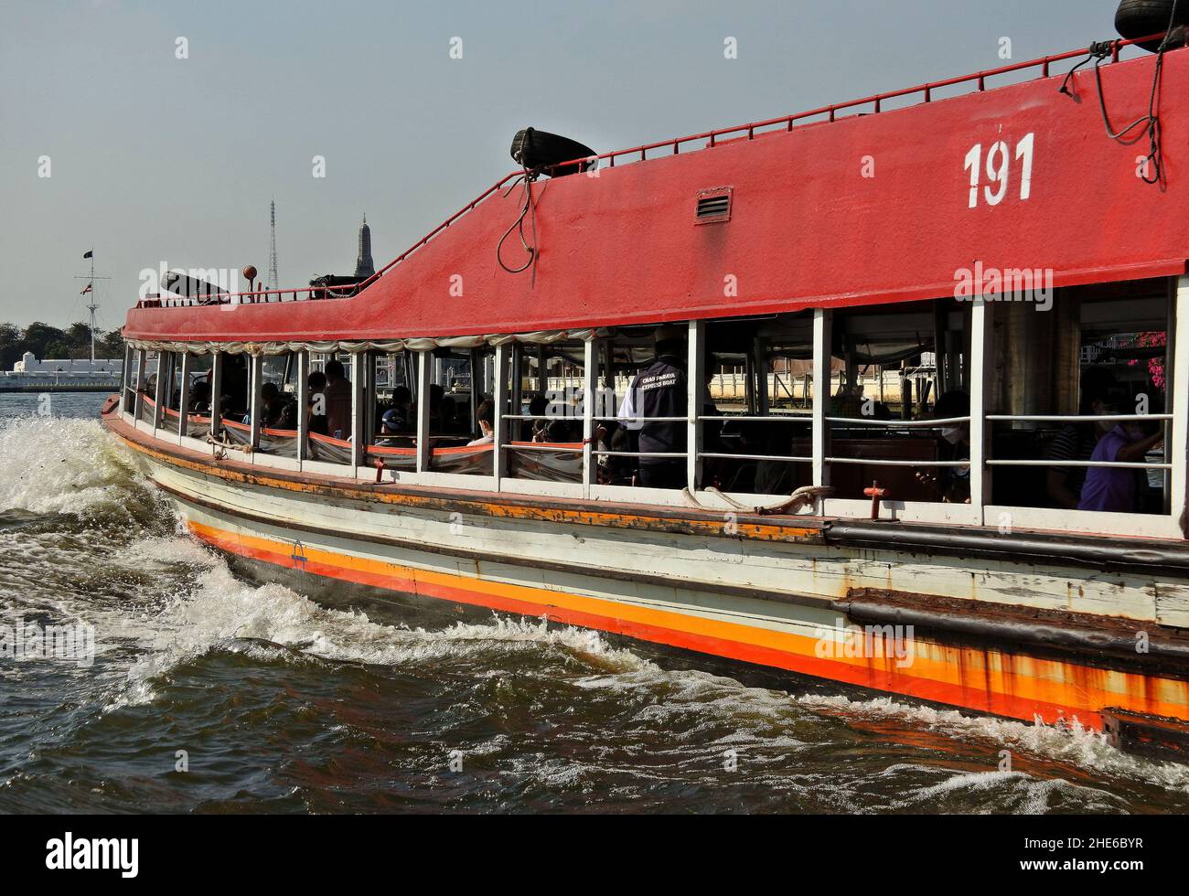 General view of a passenger express boat.Bangkok’s Chao Phraya River ...