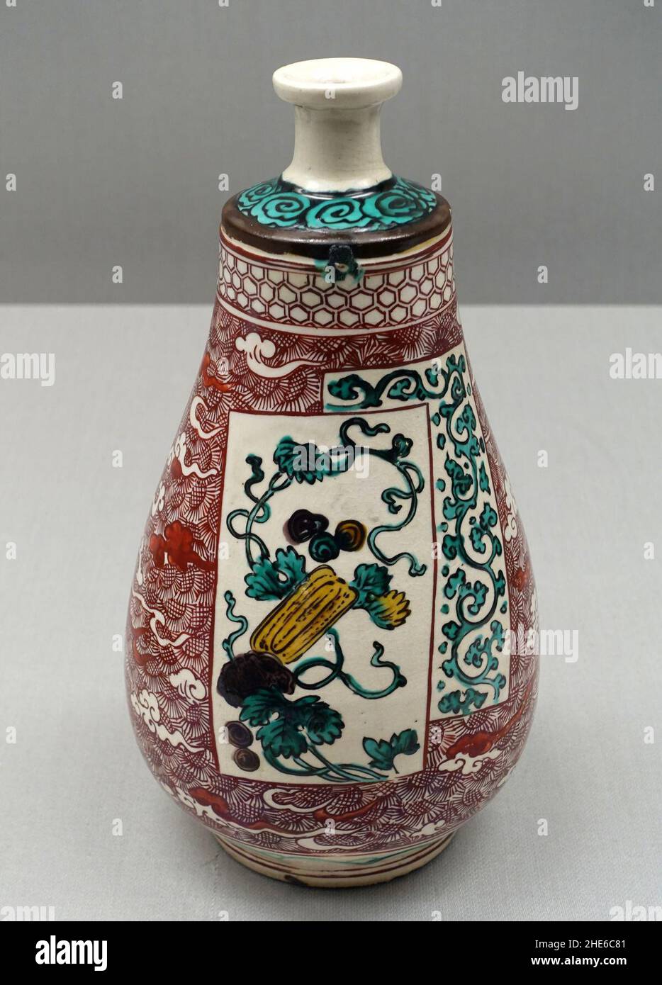 Sake bottle in the shape of a tea whisk with gourd design, Imari ware ...