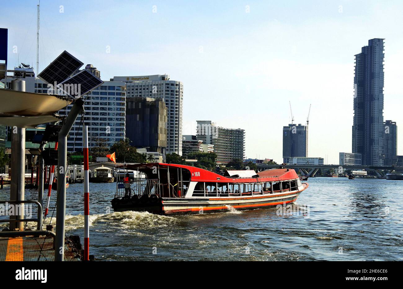 General view of a passenger express boat.Bangkok’s Chao Phraya River ...