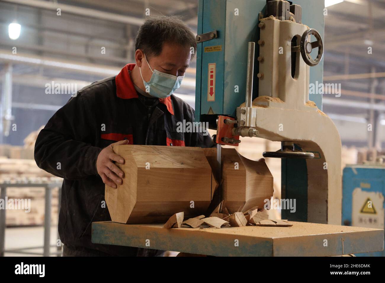 BINZHOU, CHINA - JANUARY 9, 2022 - Workers produce wood products at a ...
