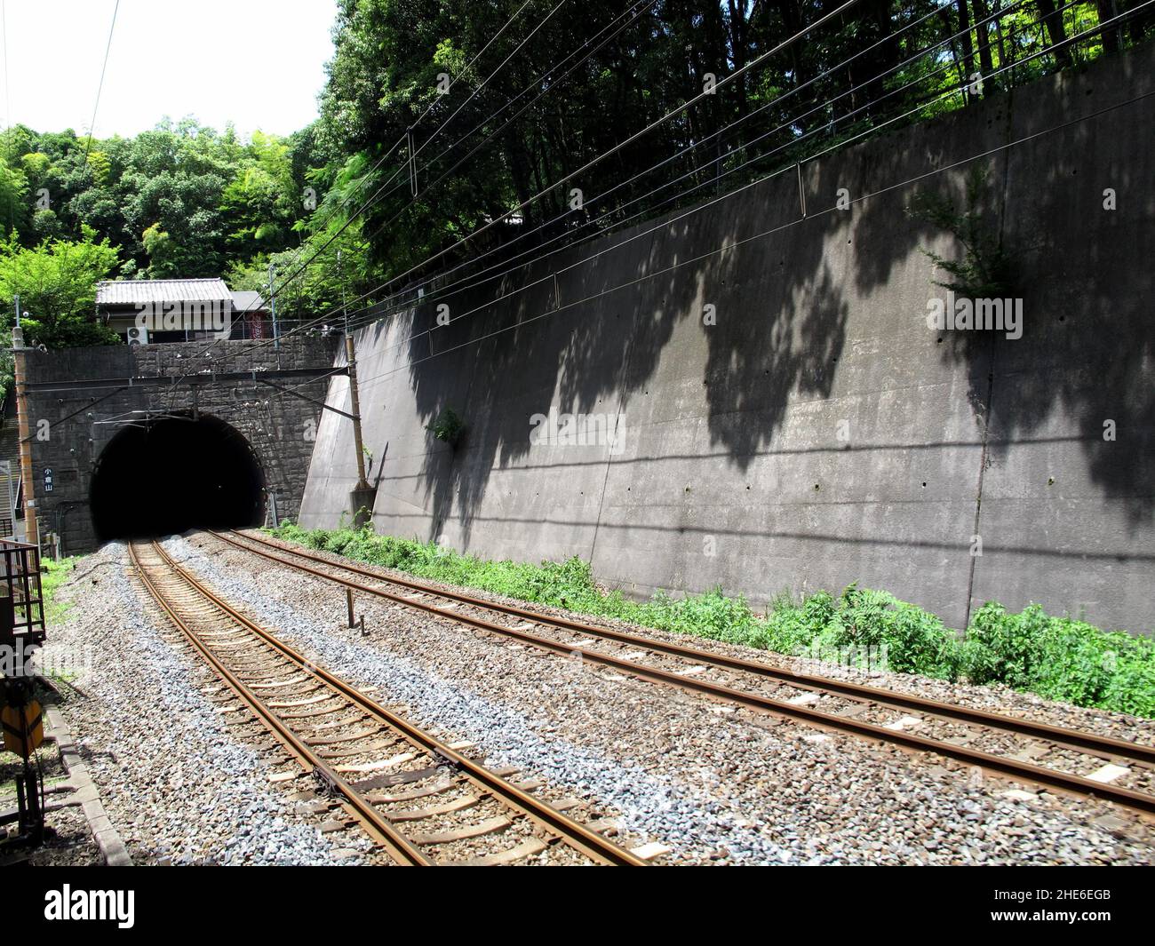 Railway track of Sagano Torokko romantic train for japanese people and ...