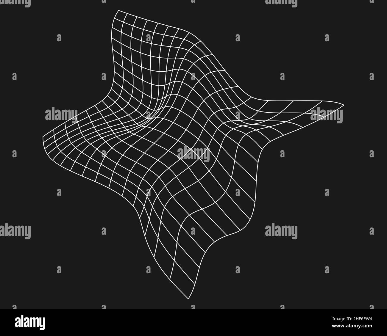 Cyber distorted grid, retro punk design element. Wireframe wave ...