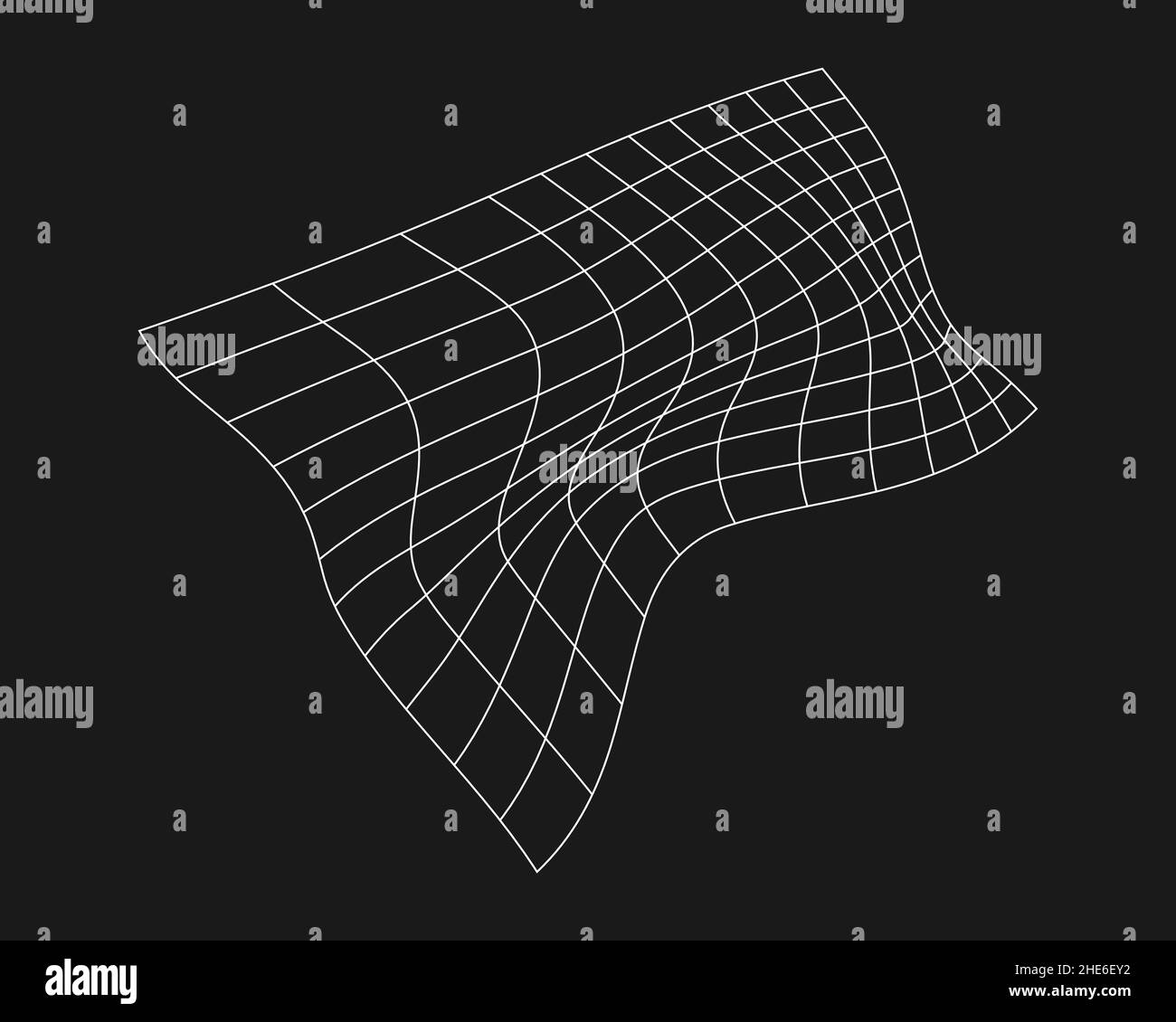Cyber distorted grid, retro punk design element. Wireframe wave ...